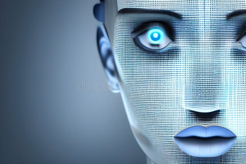 An Artificial Intelligence Robot with a Human Face Shape Stock ...