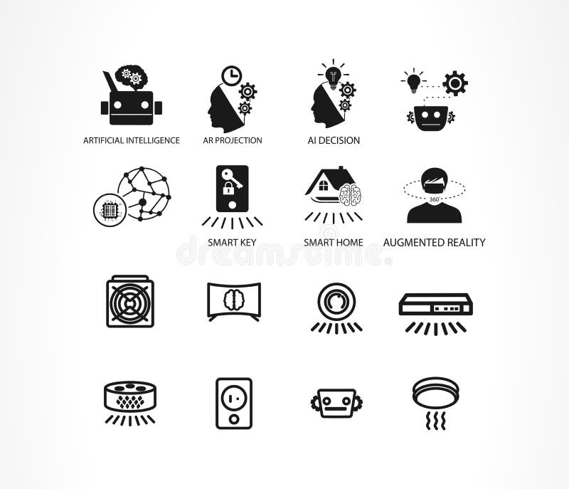 Artificial Intelligence, Robot Icon Smart Home Appliances Icon Stock ...