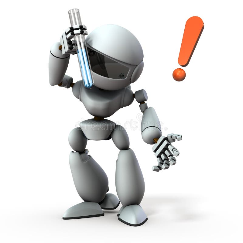 An Artificial Intelligence Robot Looking into a Test Tube. Stock ...