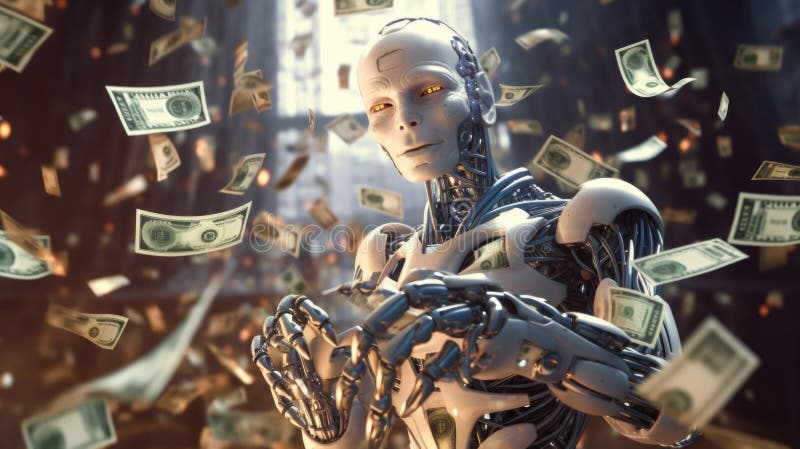 Artificial Intelligence Robot Making Money - Futuristic Concept Stock ...