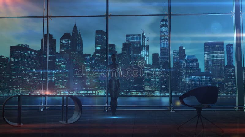 A Sci-fi Plot with an Android Aboard a Spaceship. 3D Render Stock Video ...