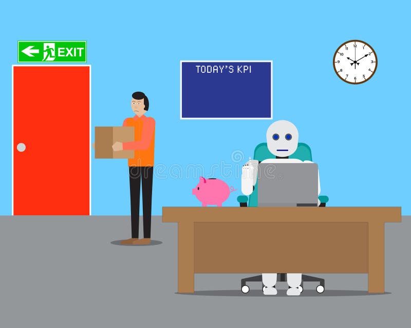 Artificial Intelligence Robot Replace Human Stock Vector - Illustration ...