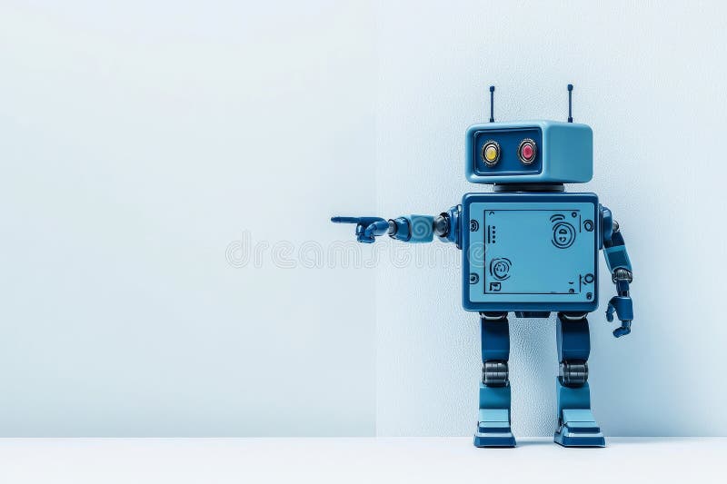 An Artificial Intelligence Robot or Robotic Assistant Point at an Empty ...