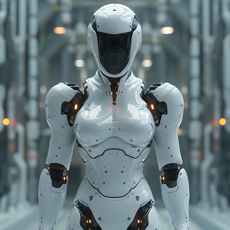 Artificial Intelligence Robot Standing Alone in Empty Space Minimalist ...