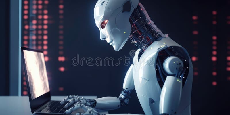 Artificial Intelligence Robot Using Computer Software for Gpt Binary Coding Stock Illustration ...