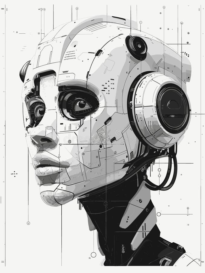 Artificial Intelligence Robot. Vector Illustration of Futuristic Cyborg ...