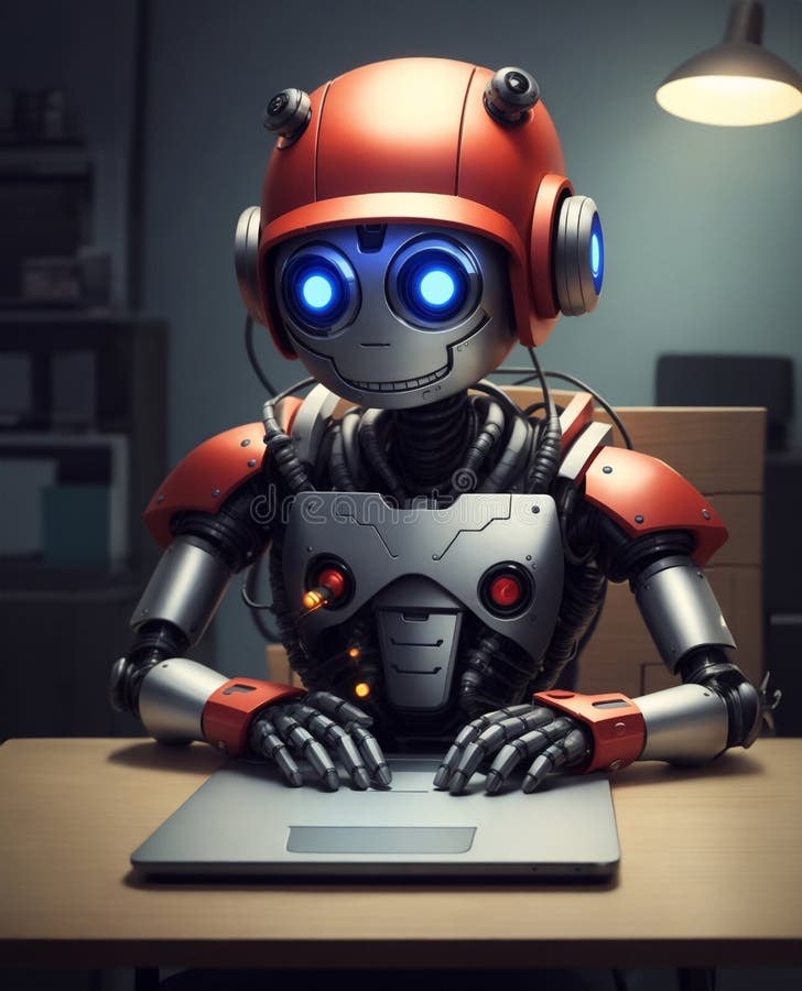 Artificial Intelligence Robot at Work in the Future Stock Illustration ...