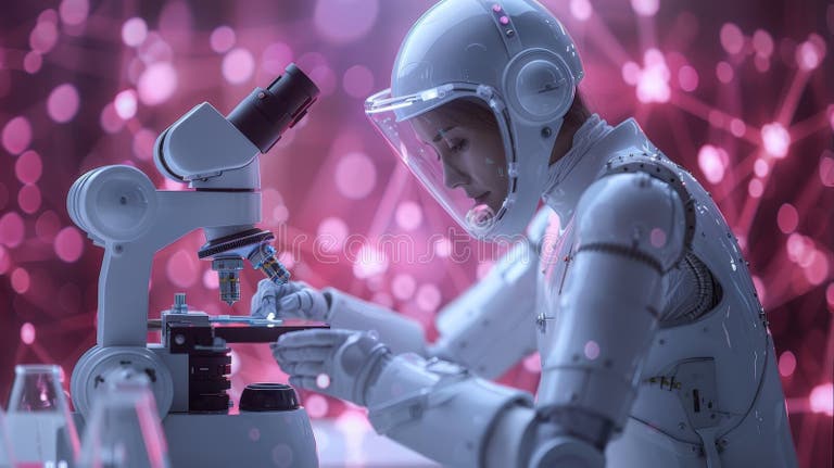 An Artificial Intelligence Robot Works with a Microscope in a ...
