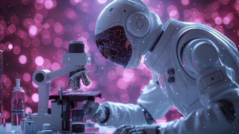 An Artificial Intelligence Robot Works with a Microscope in a ...