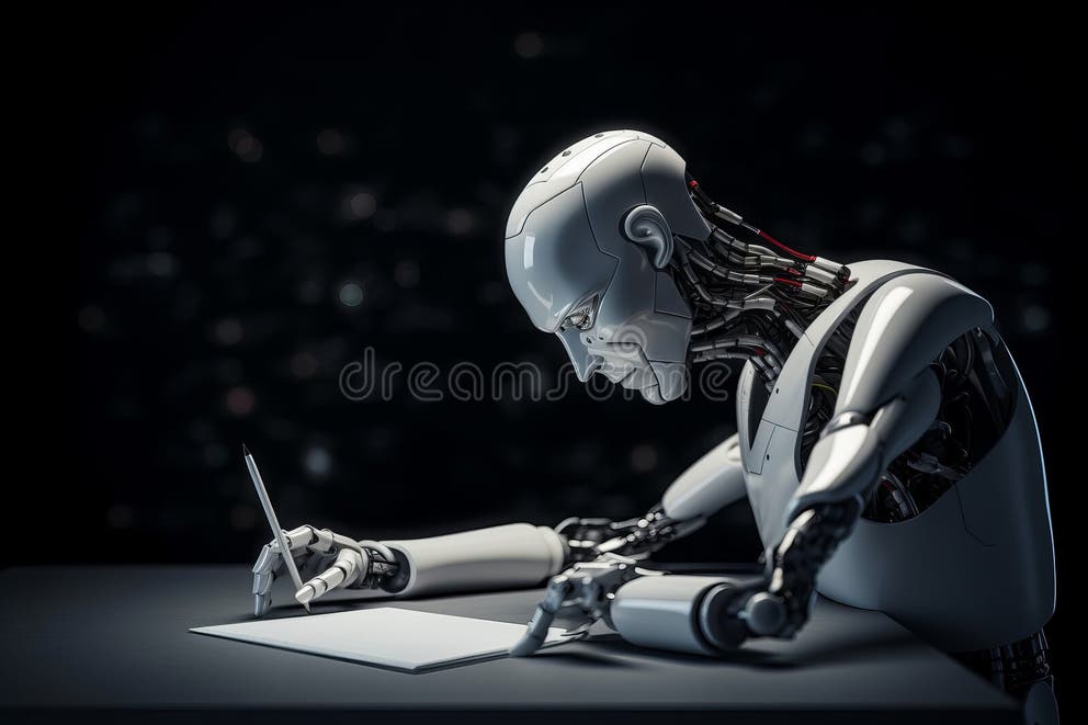 Artificial Intelligence Robot Writing. Ai Essay and Education Concept ...