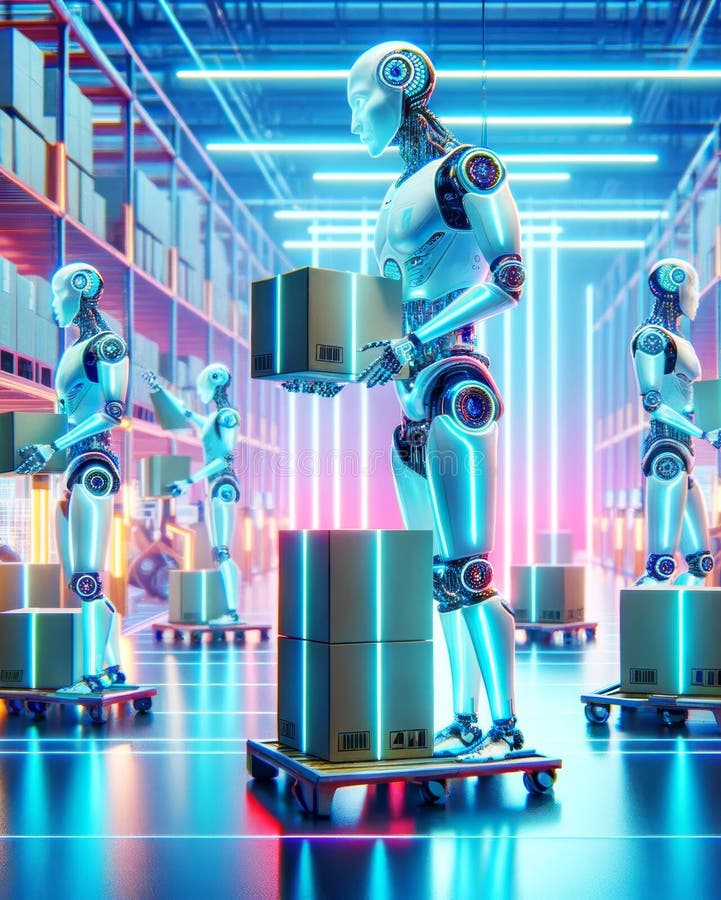 Artificial Intelligence Robotic Packaging Depot Automated Warehouse Industrial Factory Ai Stock ...
