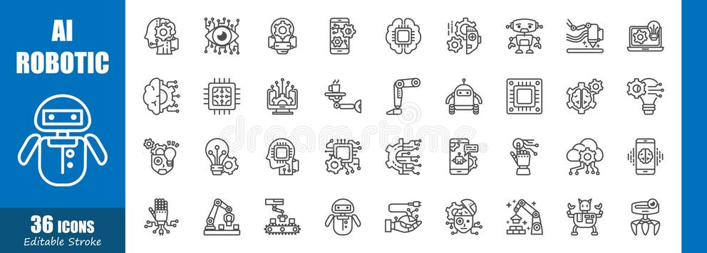 Artificial Intelligence and Robotics . Technology Outline Icon ...