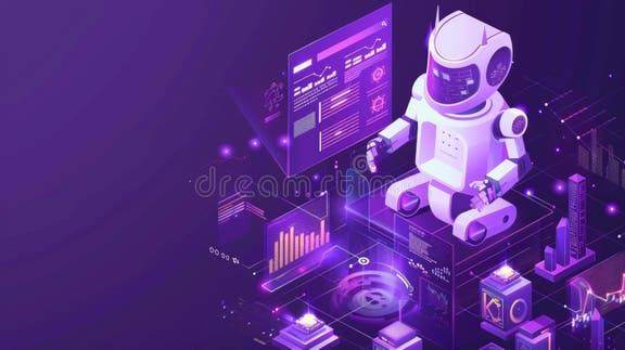 Artificial Intelligence Robots Analyze Data and Diagrams on Dashboard ...