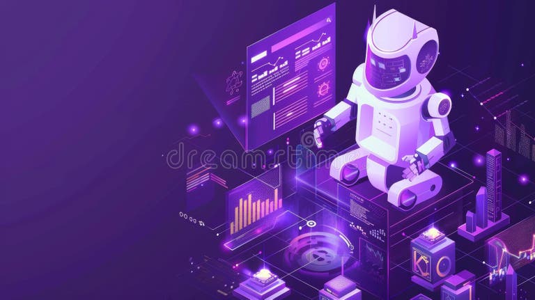 Artificial Intelligence Robots Analyze Data and Diagrams on Dashboard ...