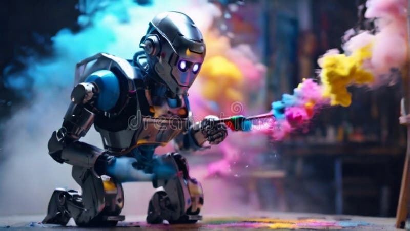 Generative Ai, Artificial Intelligence Robots Paint on Canvas, Smart ... Generative Ai, Artificial Intelligence Robots Paint on Canvas, Smart ...