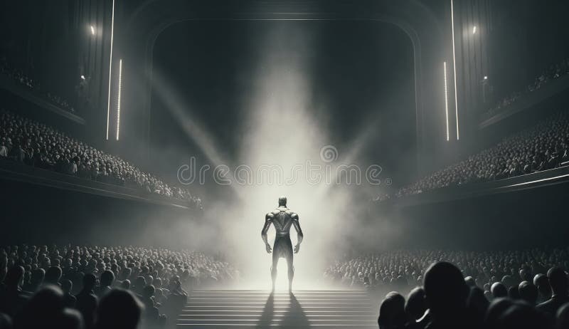 Artificial Intelligence Ruling the World. Tall Robotic Being Standing ...