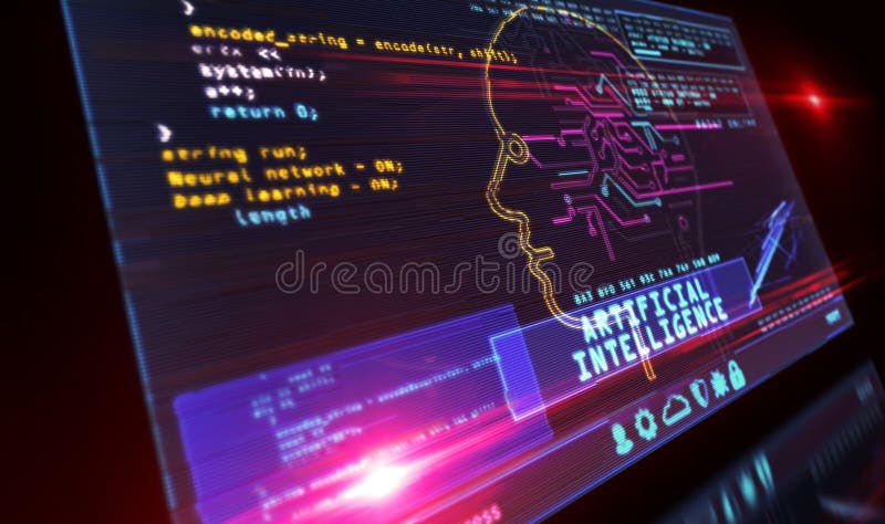 Artificial Intelligence on Screen Illustration Stock Illustration ...