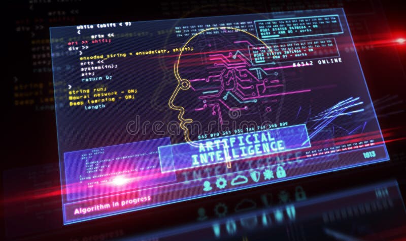Artificial Intelligence on Screen Illustration Stock Illustration ...
