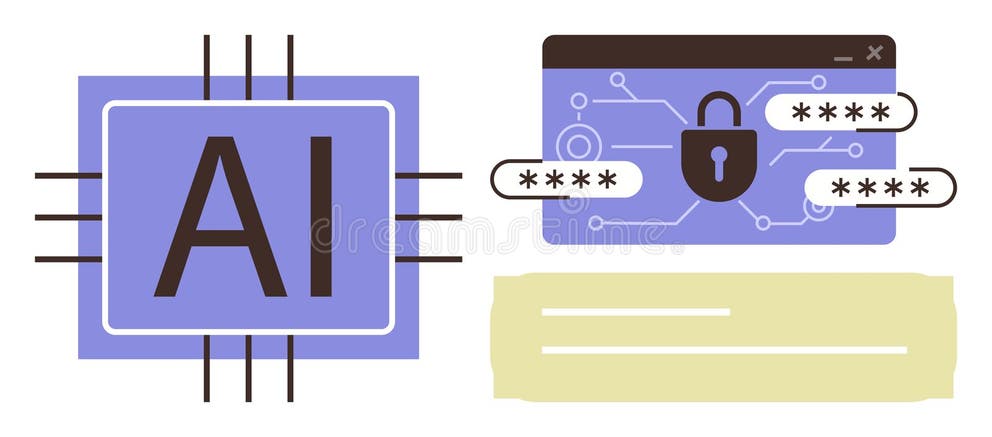 Artificial Intelligence and Secure Data Protection Displayed with Digital Lock and Password ...