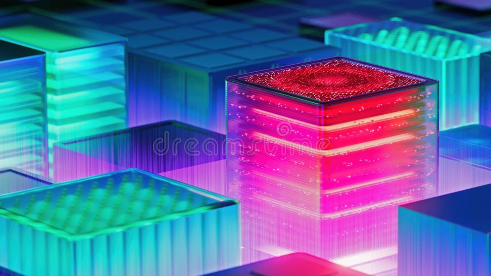 Artificial Intelligence Server Big Data Storage Machine. Learning Algorithms. Cubes Stock Photo ...