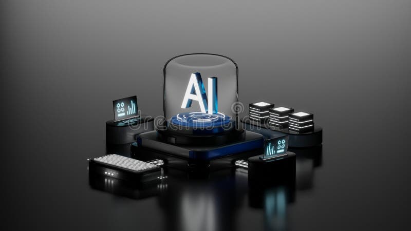 Artificial Intelligence Server Stock Illustration - Illustration of ...