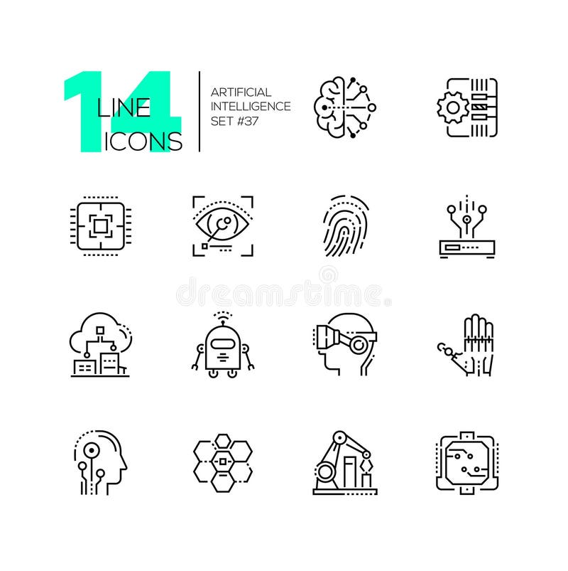 Artificial Intelligence - Set of Line Design Style Icons Stock Vector ...
