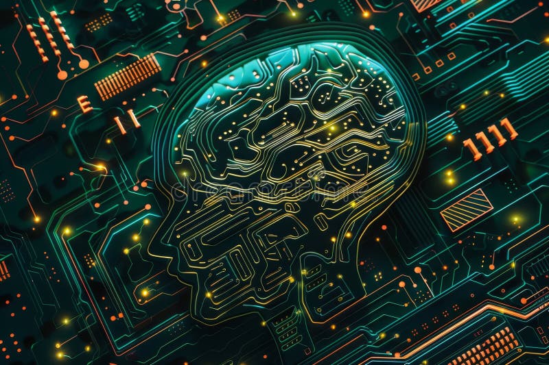 Artificial Intelligence. the Shape of a Human Head on a Chip ...