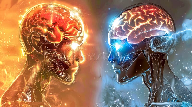 Artificial Intelligence Showing Human Brain Power and Energy - 3d ...