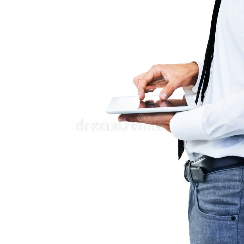 Artificial Intelligence. a Side View of a Man Touching His Touch Screen ...