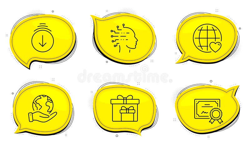 International Love, Scroll Down and Delivery Boxes Icons Set ...