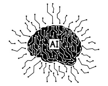 Artificial Intelligence, Silhouette of Brain Witk Links. Vector ...