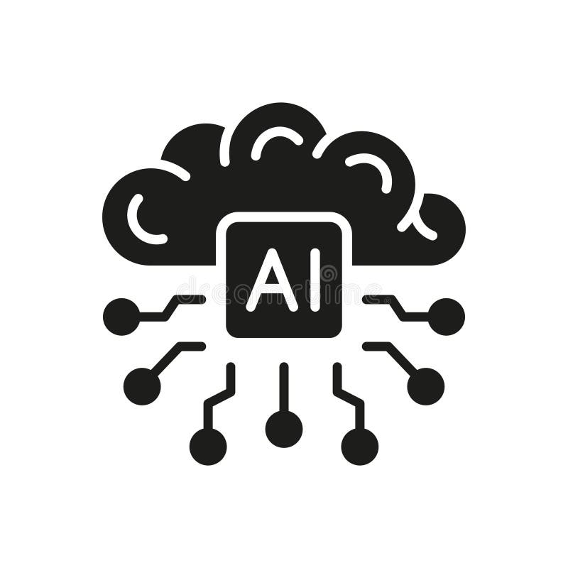Artificial Intelligence Silhouette Symbol on White Background. Human ...