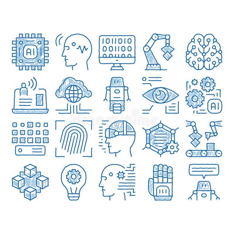 Artificial Intelligence Vector Icon Hand Drawn Illustration Stock ...