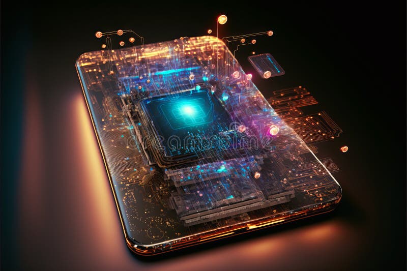 Artificial Intelligence Smart Phone. Generative Ai Stock Illustration ...