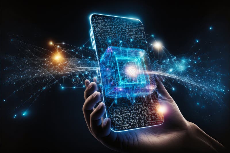 Artificial Intelligence Smart Phone. Generative Ai Stock Illustration ...
