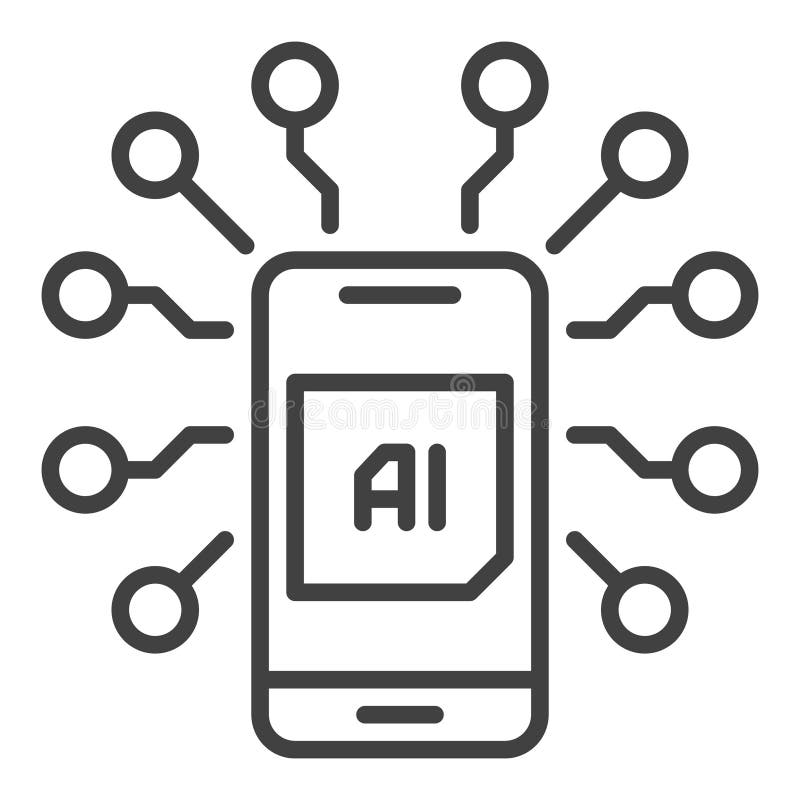 Artificial Intelligence Smart Phone Vector AI Phone Icon or Symbol in ...