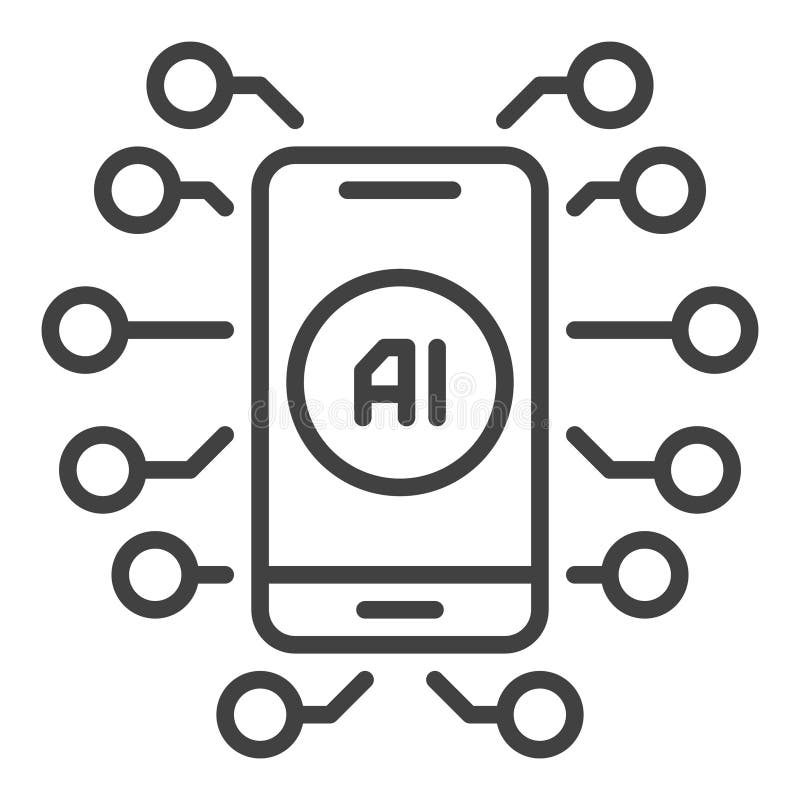 Artificial Intelligence in Smart Phone Vector AI in Mobile Device Icon ...