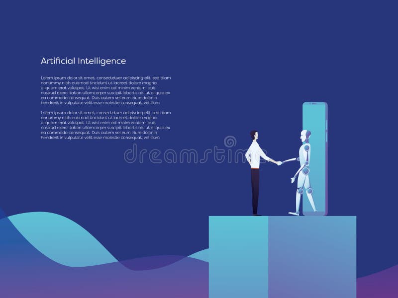 Artificial Intelligence in Smartphone Helping Human Vector Concept ...