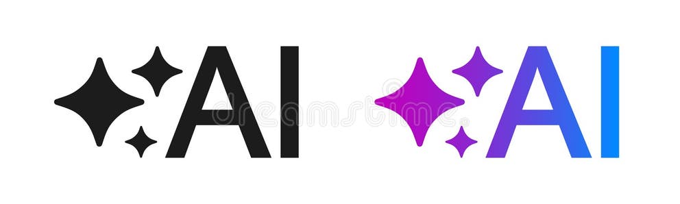 Artificial Intelligence Sparkle Stars Logo, Generation AI Button ...
