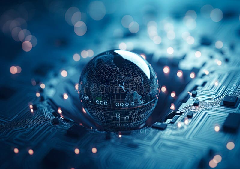 Artificial Intelligence Sphere Representing Planet Earth. Cyer ...