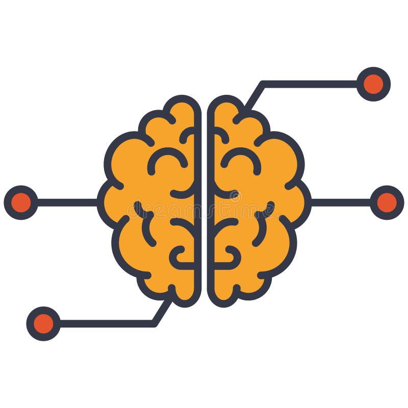 Artificial Intelligence Super Brain Vector Icon. Human Brain Connected ...
