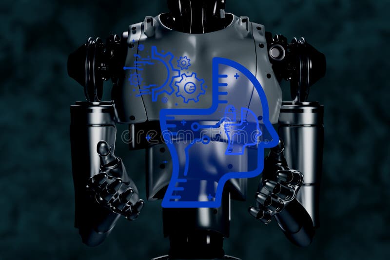 Artificial Intelligence Multicolor 3D Robotic Brain Icon Light Glow ...