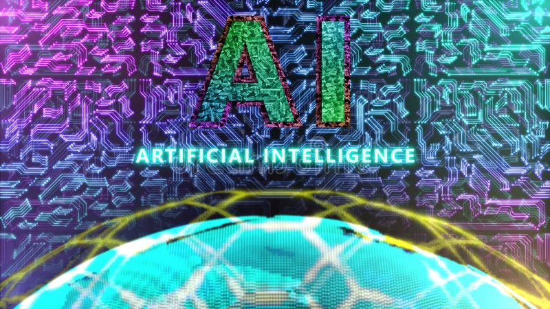 Artificial Intelligence Syber Space Animation with Blur Globe Stock ...