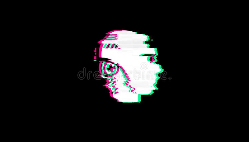 Artificial Intelligence Symbol on Analog Screen Glitch VHS Style Stock ...