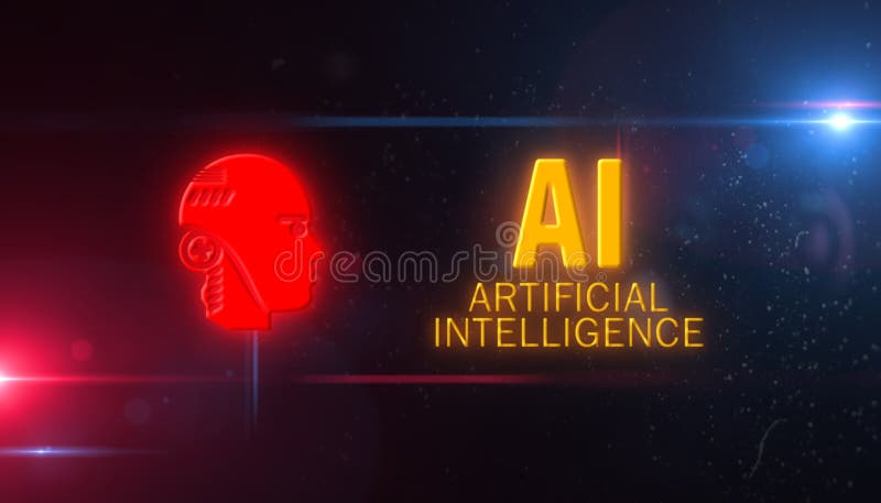 Artificial Intelligence Symbol Light Flashing on Digital Display Stock ...