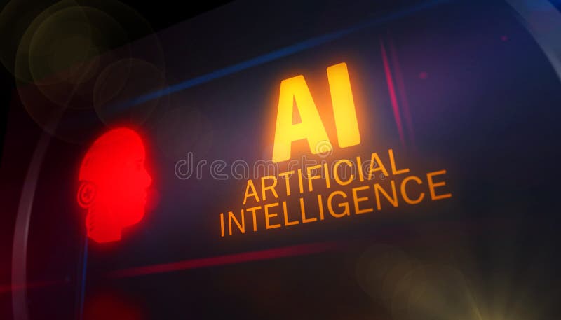 Artificial Intelligence Symbol Light Flashing on Digital Display Stock ...