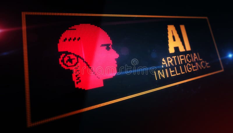 Artificial Intelligence Symbol Light Flashing on Digital Display Stock ...