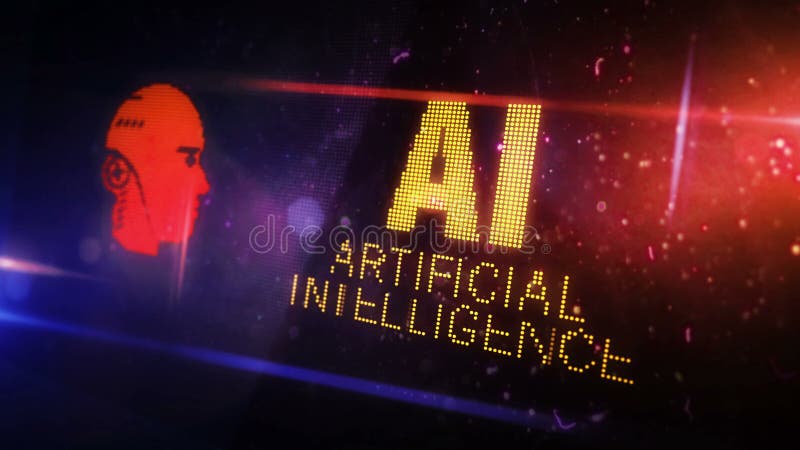 Artificial Intelligence Symbol Light Flashing on Digital Display Stock ...