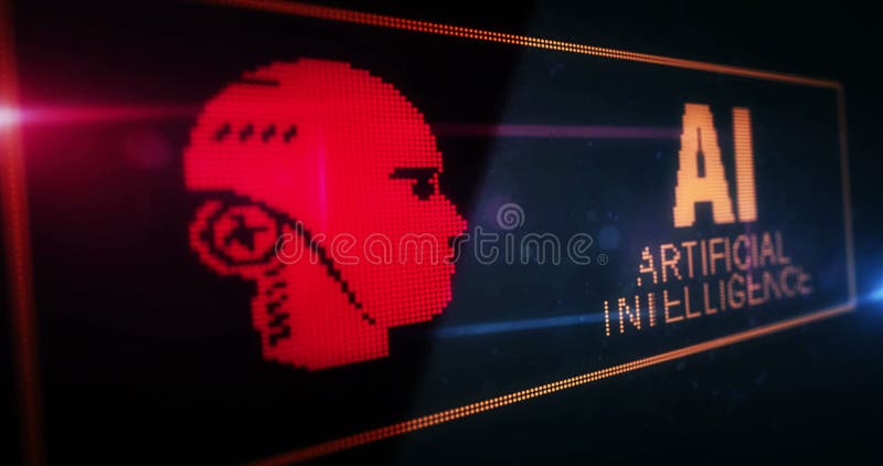 Artificial Intelligence Symbol Light Flashing on Digital Display Stock ...