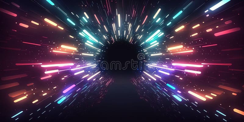Artificial Intelligence System Connection Tech Background with Tunnel ...